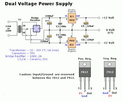 Ic 7812 Dual Regulator Power Supply Circuit Next Electronics
