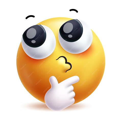 思考表情符號 3d 字符 疑問表情符号 思考好奇的問題 不確定的目光 Premium矢量