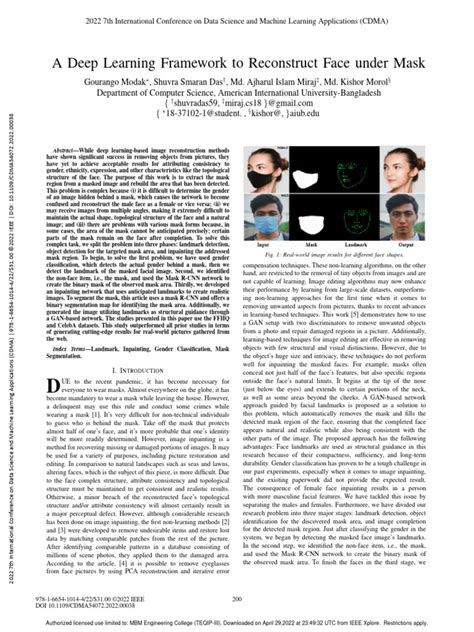 A Deep Learning Framework To Reconstruct Face Under Mask Pdf Image
