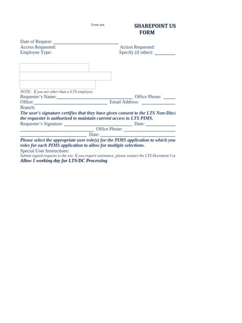 User Access Request Form Template Pdf