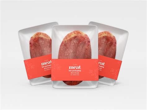 냉동 고기 트레이 상자 포장 모형 프리미엄 Psd 파일