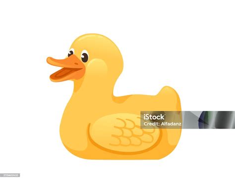 노란색 고무 오리 장난감 벡터 일러스트 레이 션은 흰색 배경에 고립되어 있습니다 고무 오리에 대한 스톡 벡터 아트 및 기타 이미지 고무 오리 공기 주입 귀여운