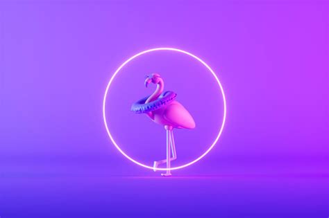 보라색 분홍색 배경에 풍선 플라밍고가 있는 네온 프레임은 최소한의 여름 여행 휴가 배경을 배경으로 합니다 0명에 대한 스톡 사진 및 기타 이미지 Istock