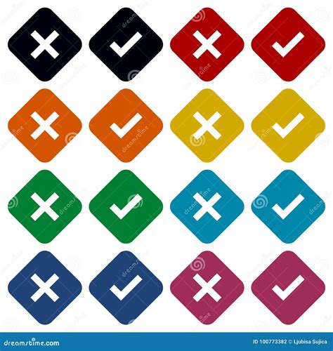 Check Mark And X Square Icons Set Illustration Stock Vector Illustration Of Checkmark
