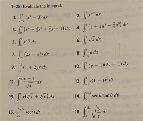 Solved 1 28 Evaluate The Integral 1 ∫−23 X2−3 Dx 2