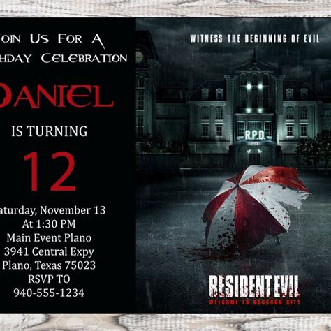 Resident Evil Birthday Etsy
