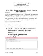 Corrected Insert Update And Delete Data Docx Chattanooga State Community College Chattanooga