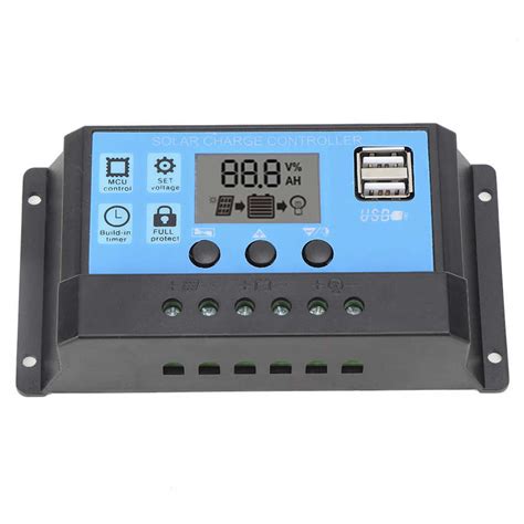 Solar Charge Controller LCD Dual USB PWM Cell Panel Regulator With Load Automatic Identification