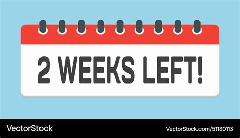 Countdown Weekly Calendar Icon Two Weeks Left Vector Image