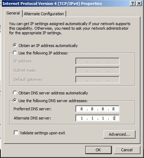 Internet Protocol Version 4 Properties