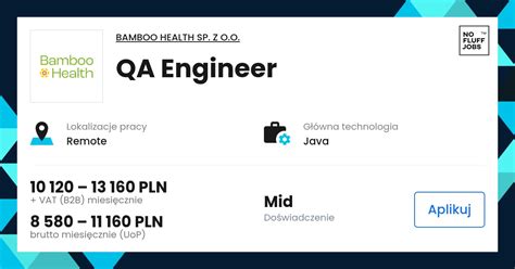 Praca Qa Engineer Testing Bamboo Health Zdalnie No Fluff Jobs
