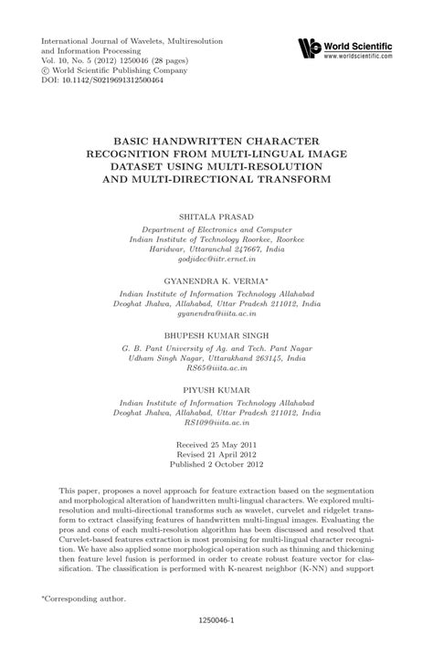 Pdf Basic Handwritten Character Recognition From Multi Lingual Image