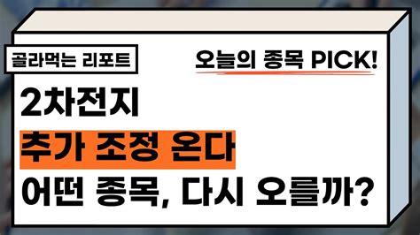 골라먹는 리포트 2차전지 추가 조정 온다 어떤 종목 다시 오를까 포스코홀딩스posco홀딩스나노신소재음극재도전재실리콘음극재전기차김장열골라먹는리포트매일