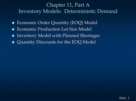 Ppt Chapter 11 Part A Inventory Models Deterministic Demand Powerpoint Presentation Id 759156