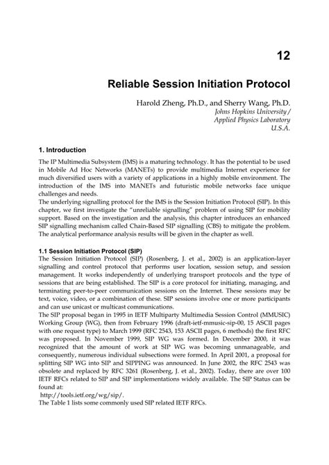 Pdf Reliable Session Initiation Protocol