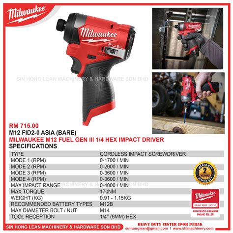 M12 Fid2 0 Asia M12 Fuel Gen Iii 1 4 Hex Impact Driver Bare Shopee Malaysia