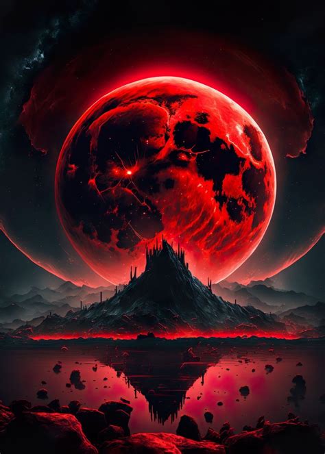 Paysage Fantastique Montagnes Et Planètes Dans Le Ciel Vibrant