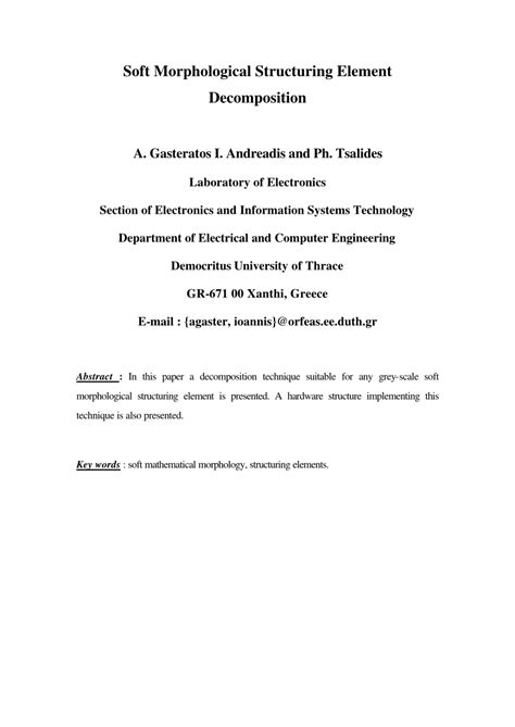 pdf soft morphological structuring element decomposition