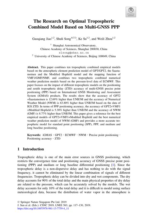 Pdf The Research On Optimal Tropospheric Combined Model Based On Multi Gnss Ppp