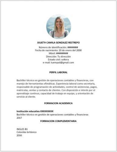 Hoja De Vida Para Bachiller Formato 2026