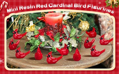 Cinnvoice 100 Pcs Mini Resin Red Cardinal Bird Figurines