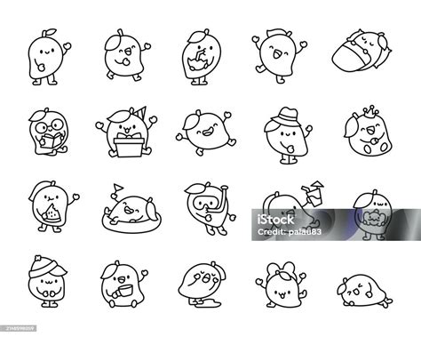 망고 캐릭터 색칠 공부 페이지 재밌는 과일 영웅 손으로 그린 스타일입니다 벡터 그리기 디자인 요소 모음 가공의 인물에 대한 스톡 벡터 아트 및 기타 이미지 Istock