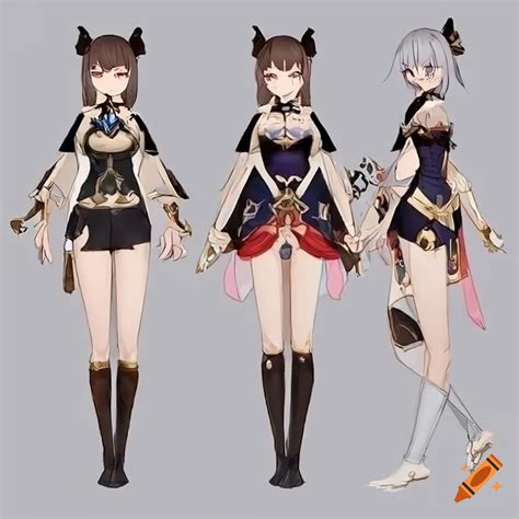 Character Sheet Of A Fashionable Girl From Genshin Impact On Craiyon