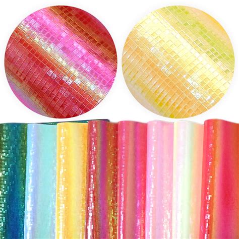 2034cm Plaid Iridescent Vinyl Fabric Faux Leather Vicedeal