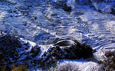 仙境中国最美乡村婺源篁岭景区雪景银装素裹宛如仙境
