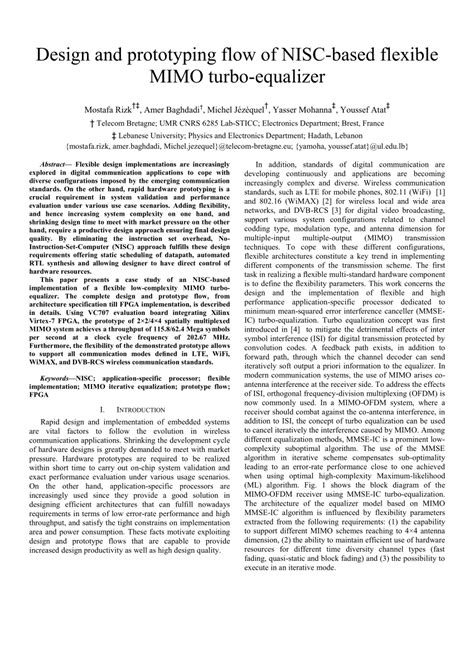 pdf design and prototyping flow of nisc based flexible mimo turbo