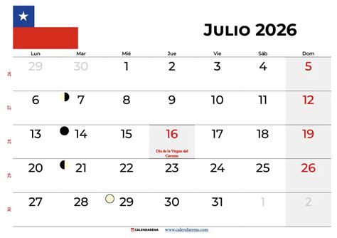 Calendario Julio 2026 Argentina Para Imprimir Gratis