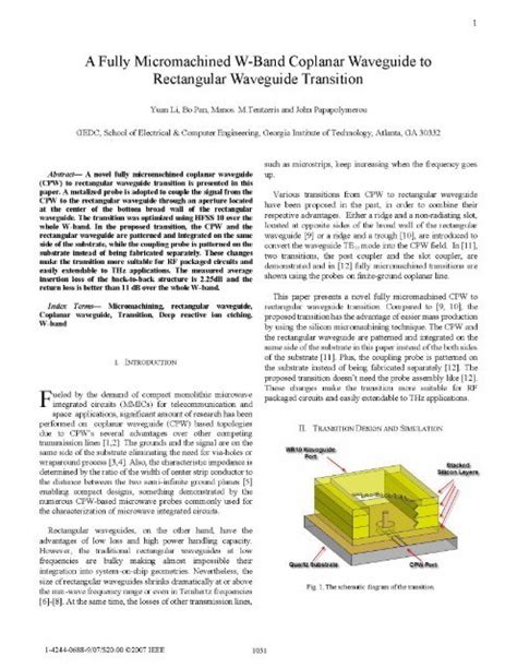A Fully Micromachined W Band Coplanar Waveguide To