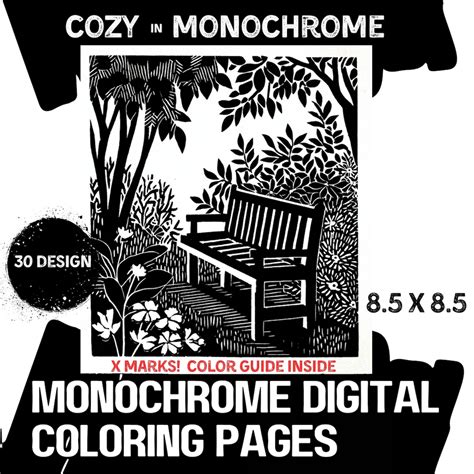 30 Cozy In Monochrome Coloring Pages Mindful Designs Pdf Printable