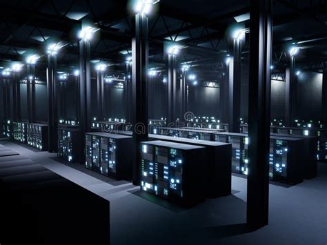 Data Center Space With Multiple Rows Of Server Racks Stock Illustration Illustration Of Center