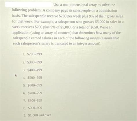 Solved Use A One Dimensional Array To Solve The Solutioninn