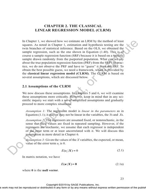 chapter 2 the classical linear regression model clrm pdf ordinary
