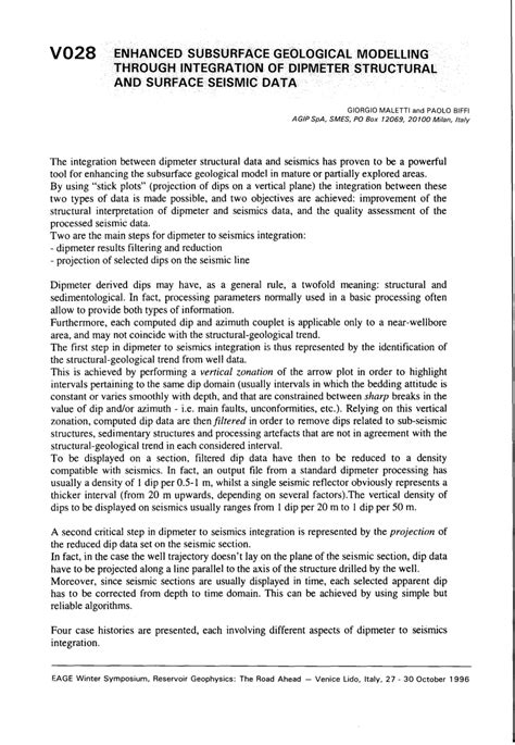 Pdf Enhanced Subsurface Geological Modelling Through Integration Of Dipmeter Structural And