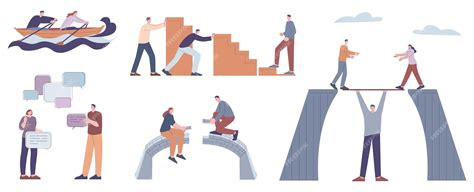 Premium Vector People Building Communication Bridges Solving