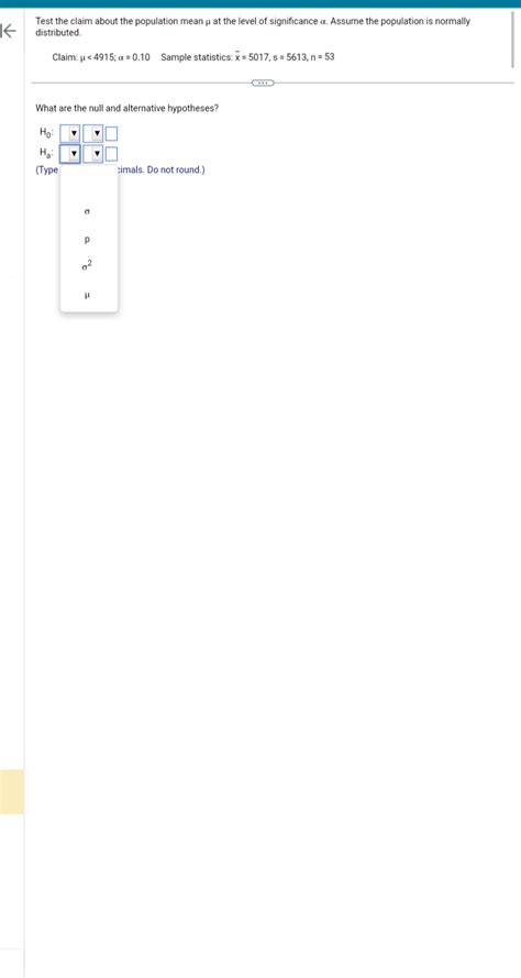 Solved Test The Claim About The Population Mean μ At The