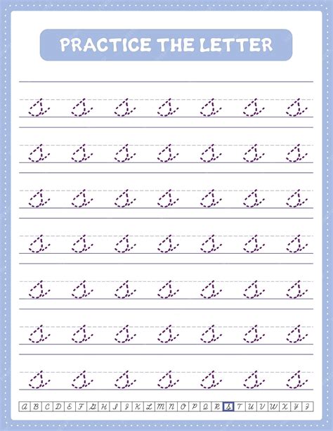 Planilha De Caligrafia De Rastreamento De Letra Cursiva Em Inglês E