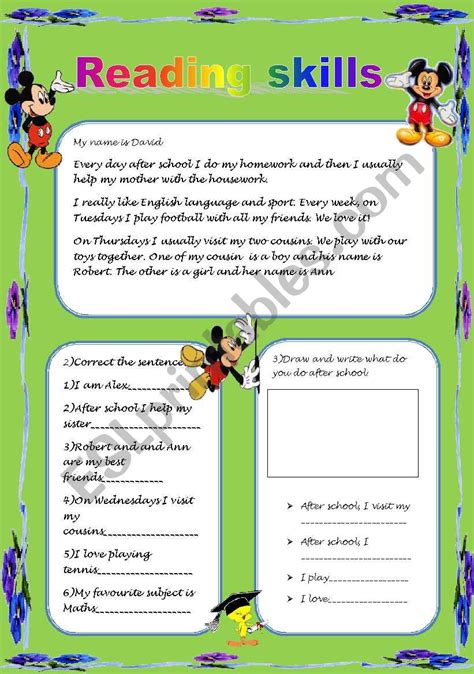 Reading Skills Esl Worksheet By 3msc