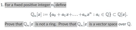 Solved 1 For A Fixed Positive Integer N Define