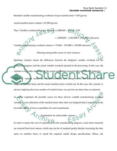 Variable Overhead Variance Essay Example Topics And Well Written Essays 500 Words
