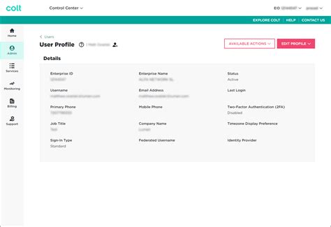 Updating Profile Information For A Control Center User Colt