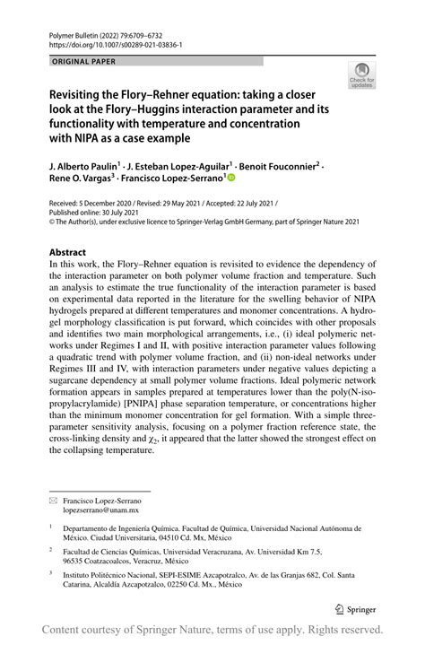 Revisiting The Floryrehner Equation Taking A Closer Look At The Flory