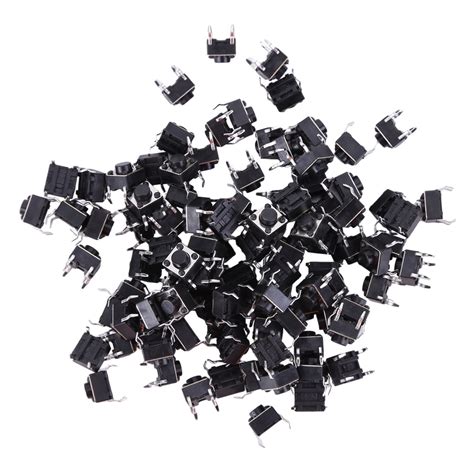 Yucurem 100pcs Tact Switch Push Button Dip 4 Pin 6x6x5mm Momentary Tactile Switch Button