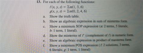 Solved For Each Of The Following Functions F X Y Z Chegg