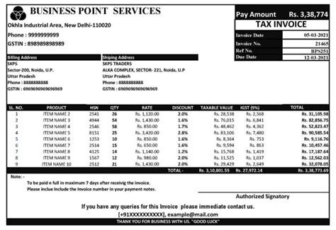Tax Invoice Template Of Gst Invoice Format In Excel Download Xlsx File