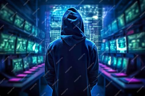 Back Of Anonymous Robot Hacker Concept Of Hacking Cybersecurity Cybercrime Cyberattack Etc Ai