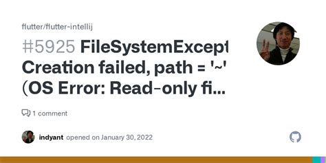 filesystemexception creation failed path ~ os error read only file system errno 30